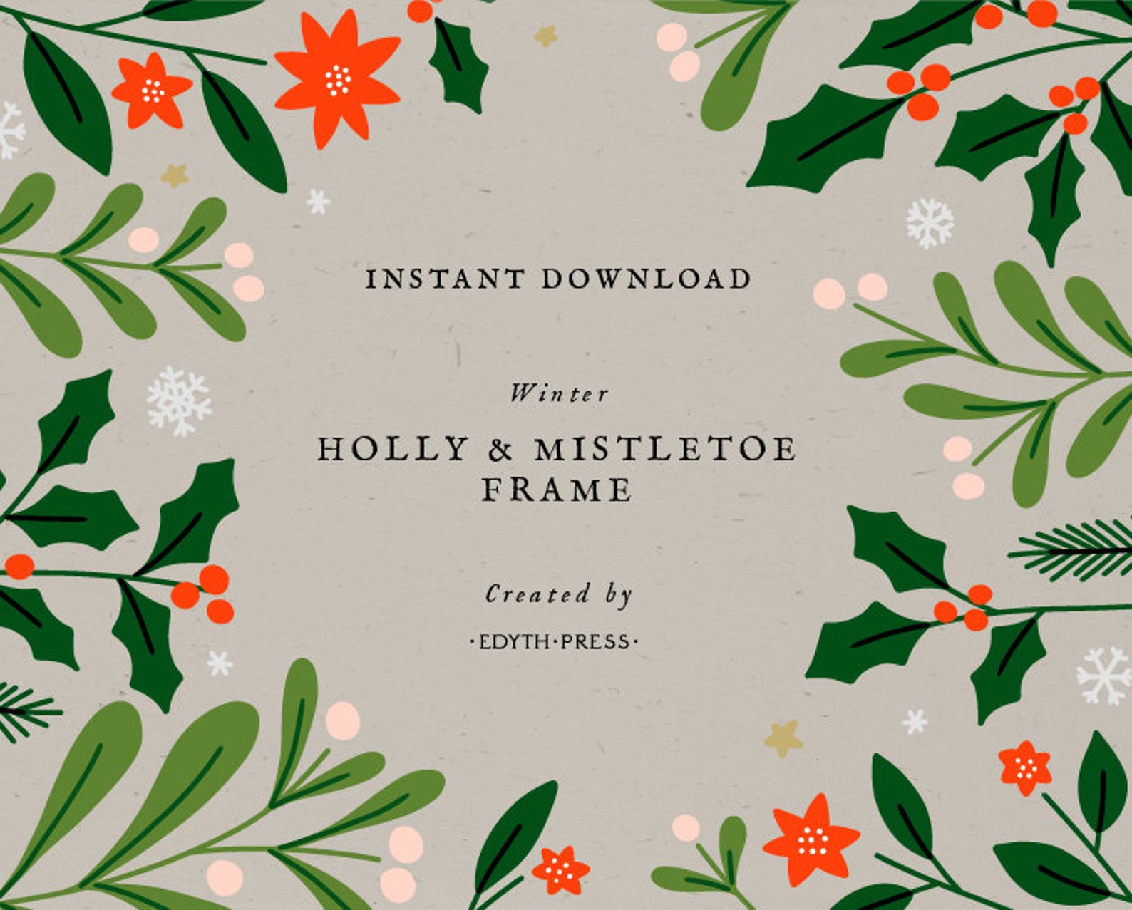 Christmas Clipart Border Frame Background Winter Holly | Etsy