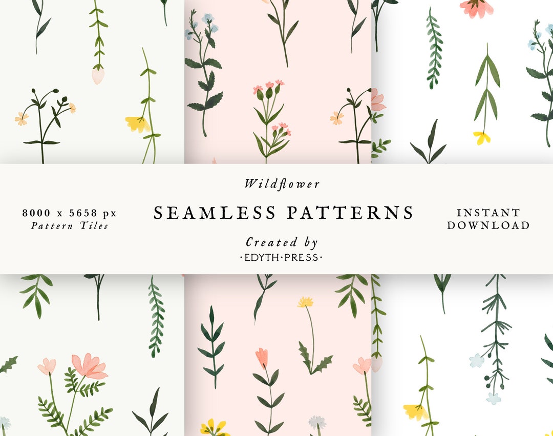 Wildflower Floral Digital Paper Seamless Flower Patterns Botanical ...