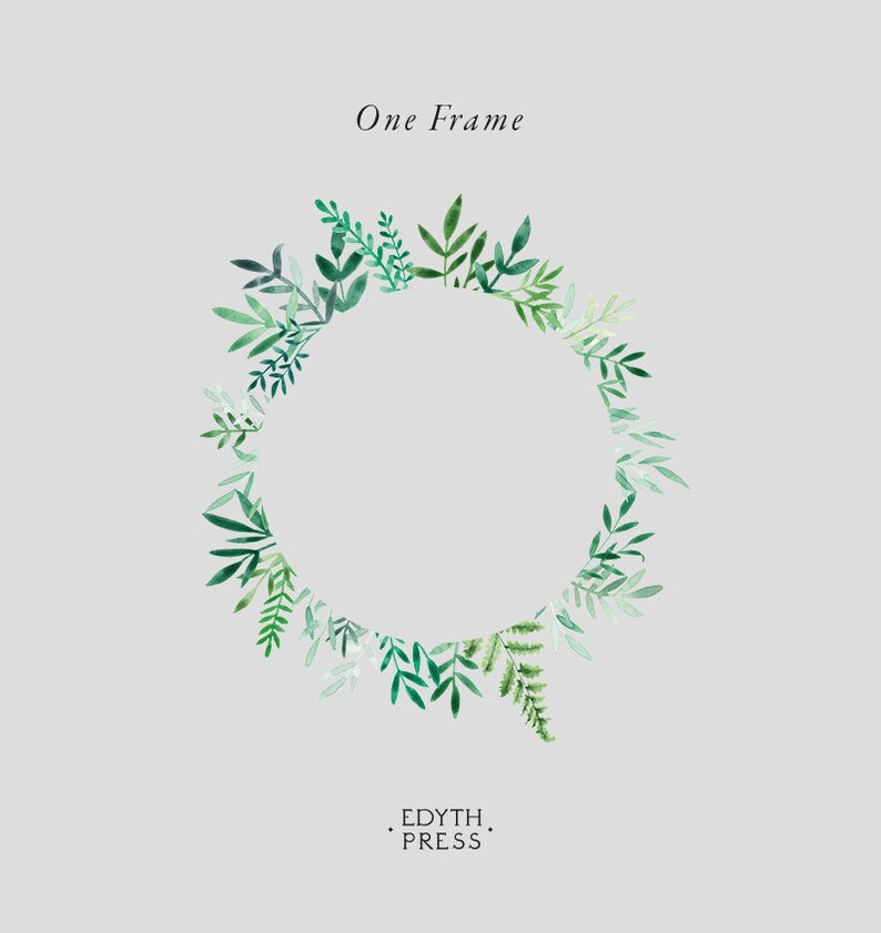 Green Leaf Border Circle Frame Clipart Greenery Botanical - Etsy