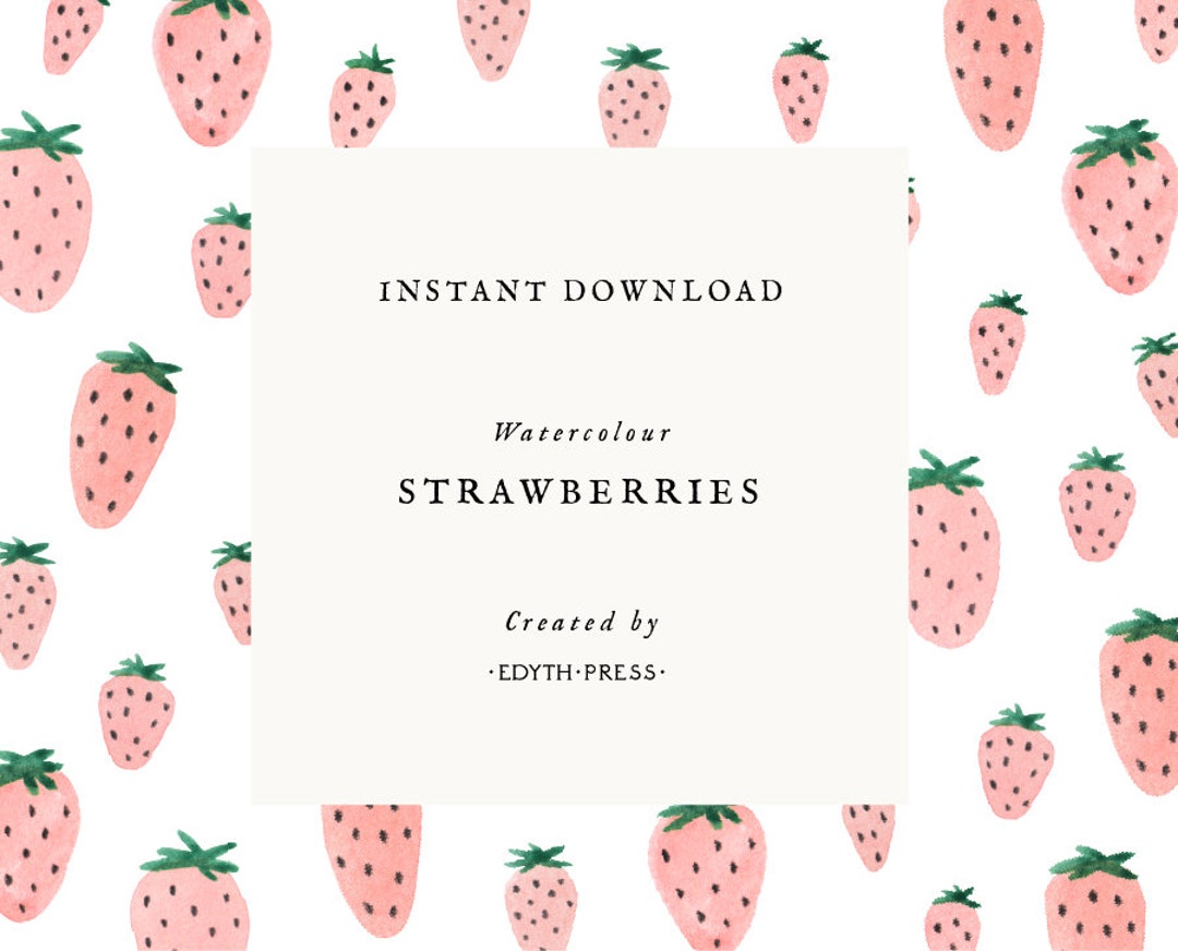 Strawberry Clip Art Watercolor Strawberries Clipart Pink Pattern ...