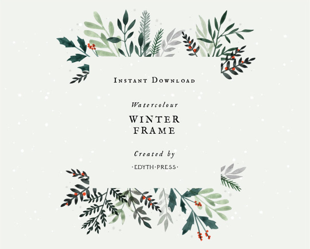 Winter Watercolor Christmas Clipart Frame Holiday Wedding Border ...