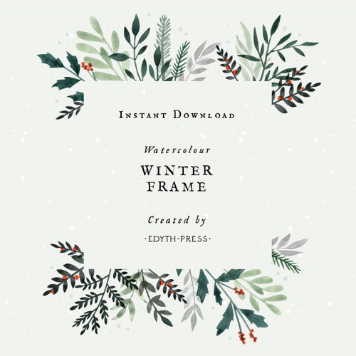 Winter Watercolor Frame Clipart Christmas Holiday Border - Etsy