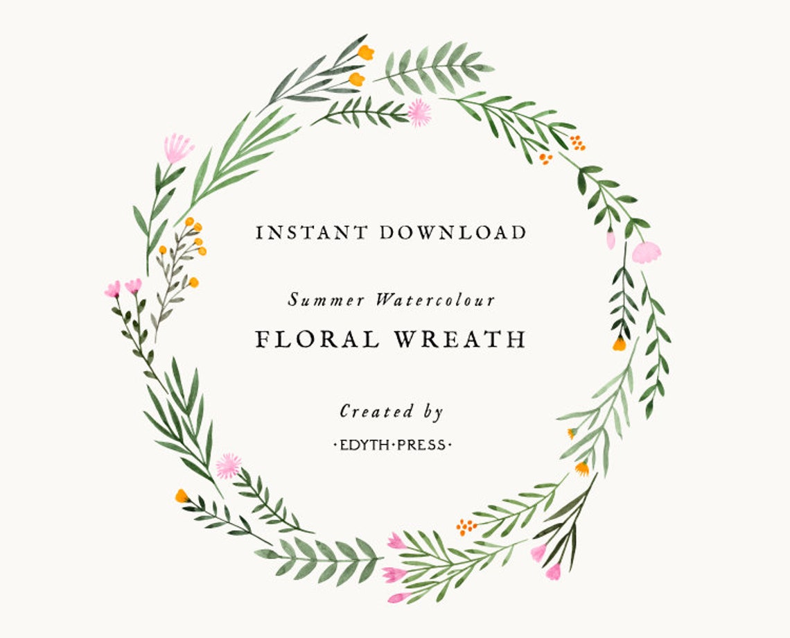 Floral Wreath Watercolor Clipart Illustration Summer Flowers Circle ...