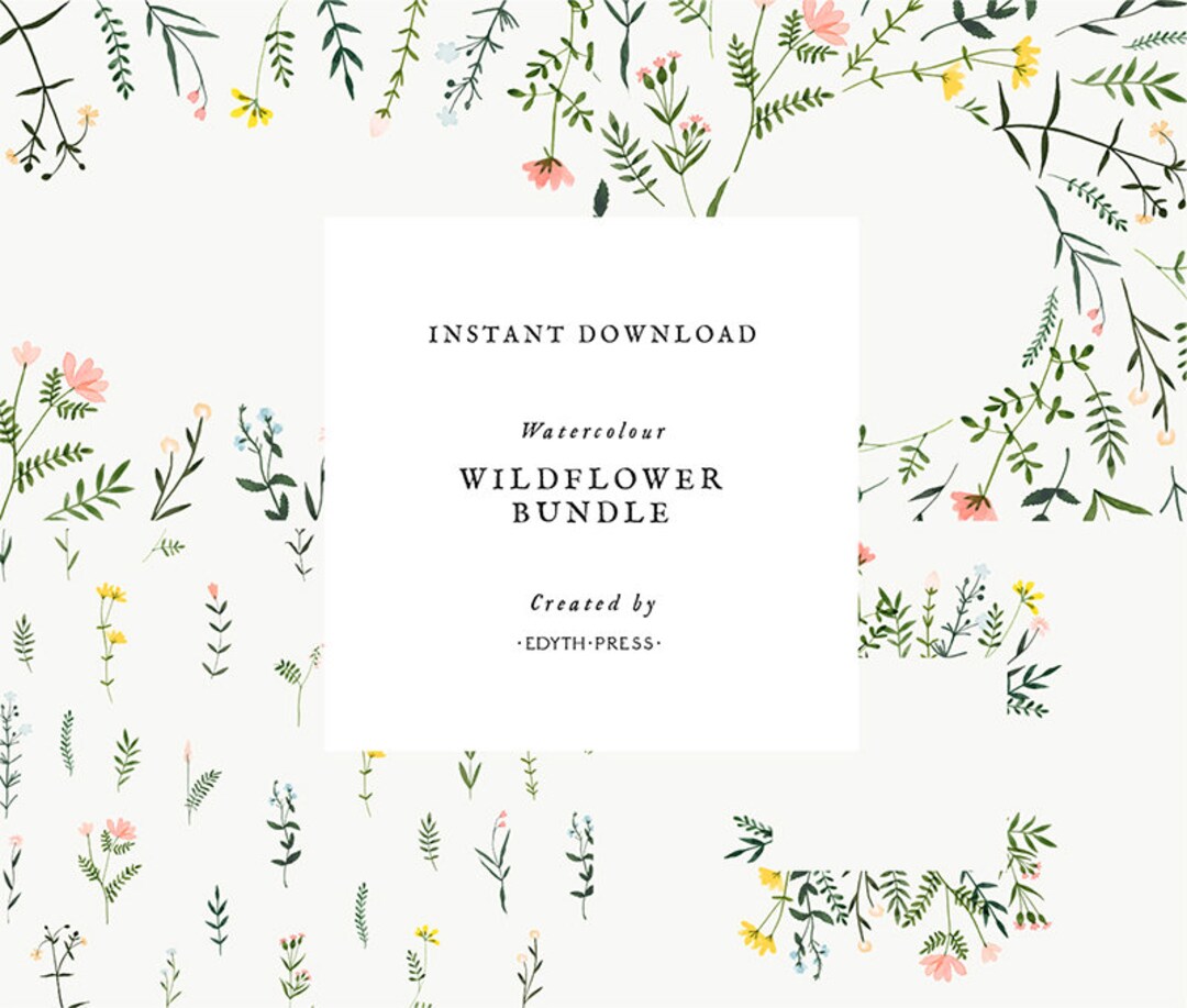 Wildflower Clipart Floral Watercolor Bundle Border Frame Clip Art ...