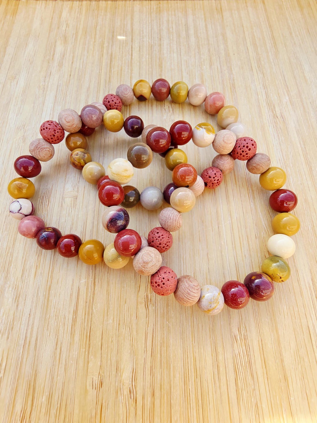 Rust - Mookaite Jasper Gemstone Bracelet, Essential Oil Diffuser, Lava ...