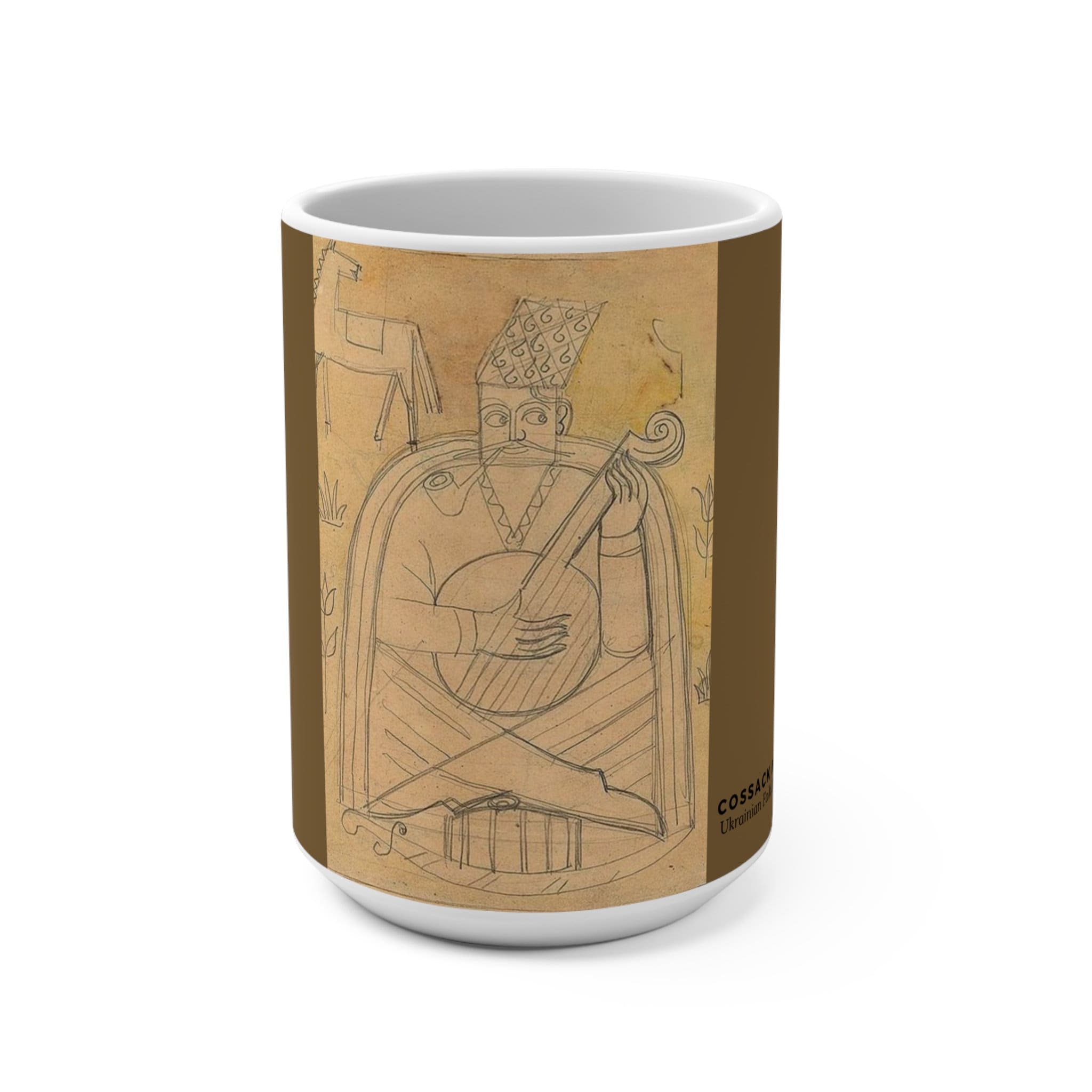 Vintage Ukrainian Folk Hero - COSSACK MAMAY Mug |15oz | Neutral Palette ...