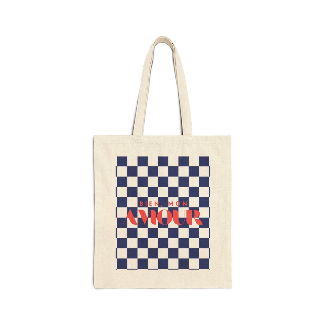 French Language Totebag, Checker Board Totebag, Preppy Totebag, Pool ...