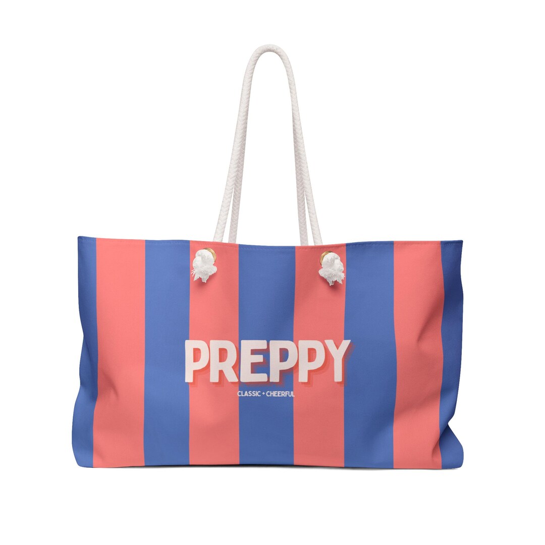 Preppy Cabana Striped Oversized Beach Tote, Weekender Bag, Travel Bag ...