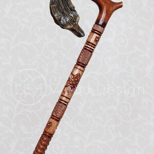 Hand Carved Walking Stick Fox With Craft Handle and Staff Hiking Stick ...