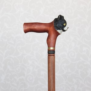 Custom Walking Cane With Home Cat Hand Carved Handle and Shaft Hiking ...
