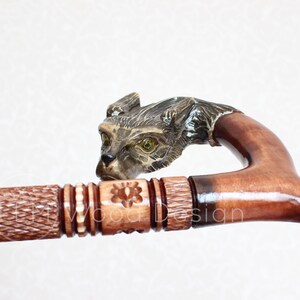 Hand Carved Walking Stick Fox With Craft Handle and Staff Hiking Stick ...