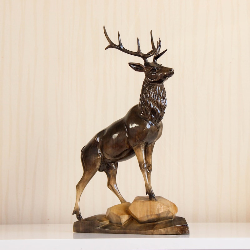 Wooden Deer Figurine - Etsy