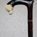 White Dog Walking Cane Hand Carved Handle and Staff Wood Dog Wooden ...
