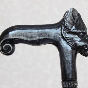 Walking Stick Wild Boar Carved Handle & Staff Black Wooden Cane Hiking ...