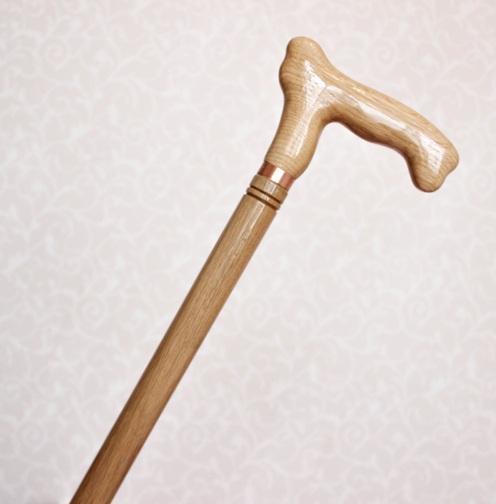 Wooden Oak Walking Cane Stable and Strong Cane With a Copper - Etsy