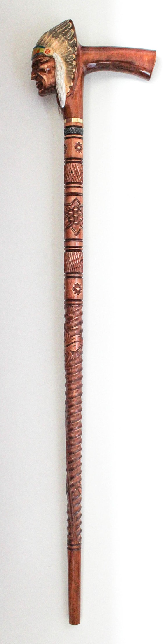 Native American Carved Walking Sticks Antique Folk Art Cane Walking