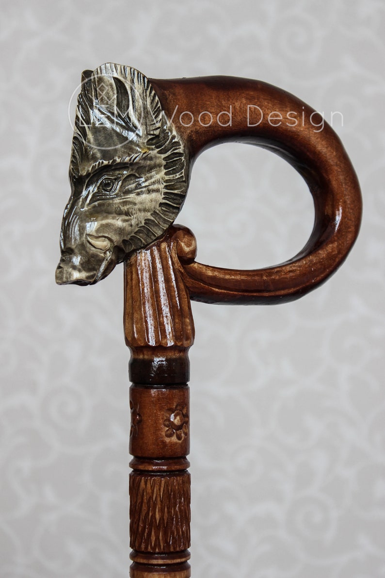 Walking stick Wild boar Wooden cane high quality | Etsy