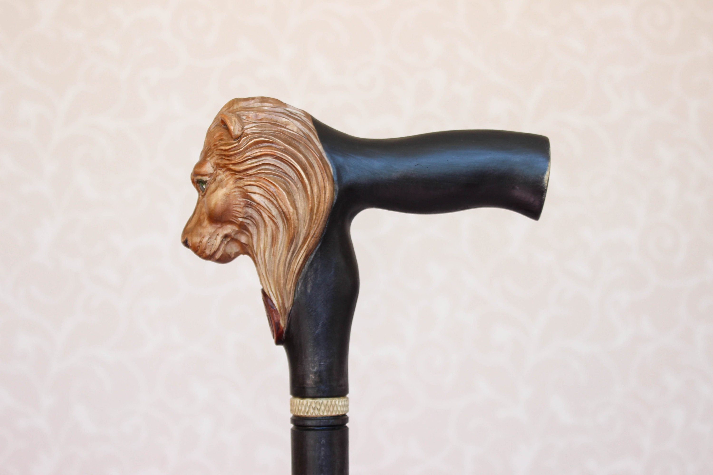 Leo Wooden cane Walking stick Lion Carved Handle Zodiac Leo | Etsy