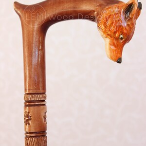 Style Cane and Walking Stick Fox Carved Handle and Staff Handmade ...