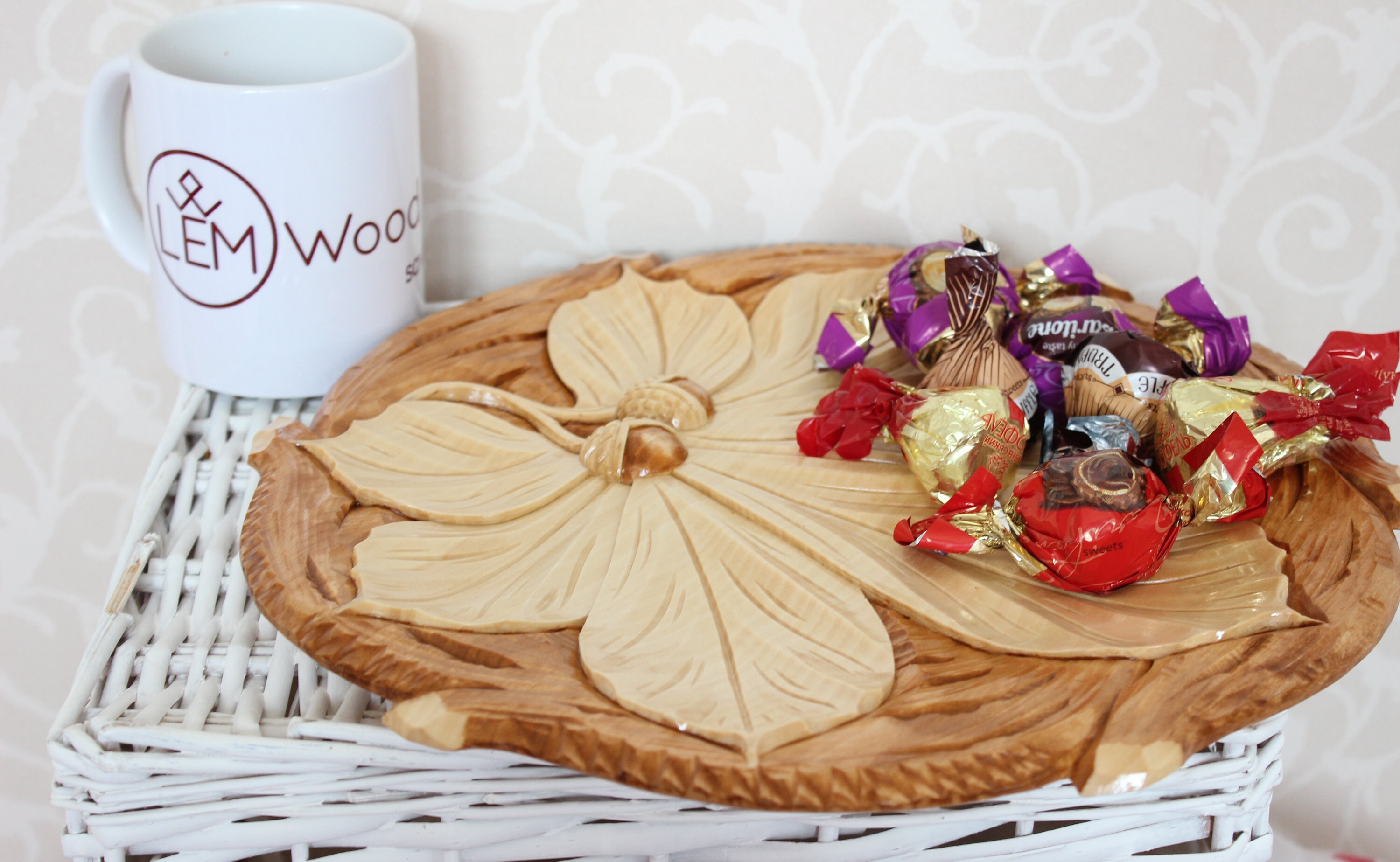 Carved Wooden Plate Round Wood Dish With a Diameter 12 Inches - Etsy