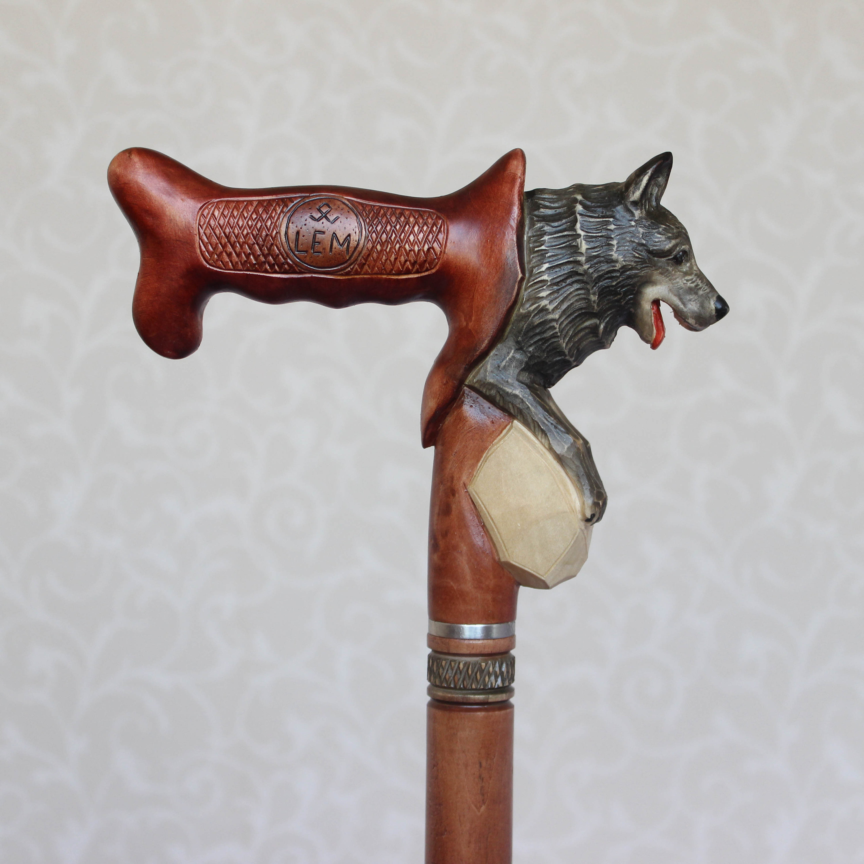 Wooden Cane With Dog German Shepherd Dog Carved Handle and | Etsy