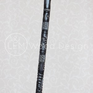 Walking Stick Wild Boar Carved Handle & Staff Black Wooden Cane Hiking ...