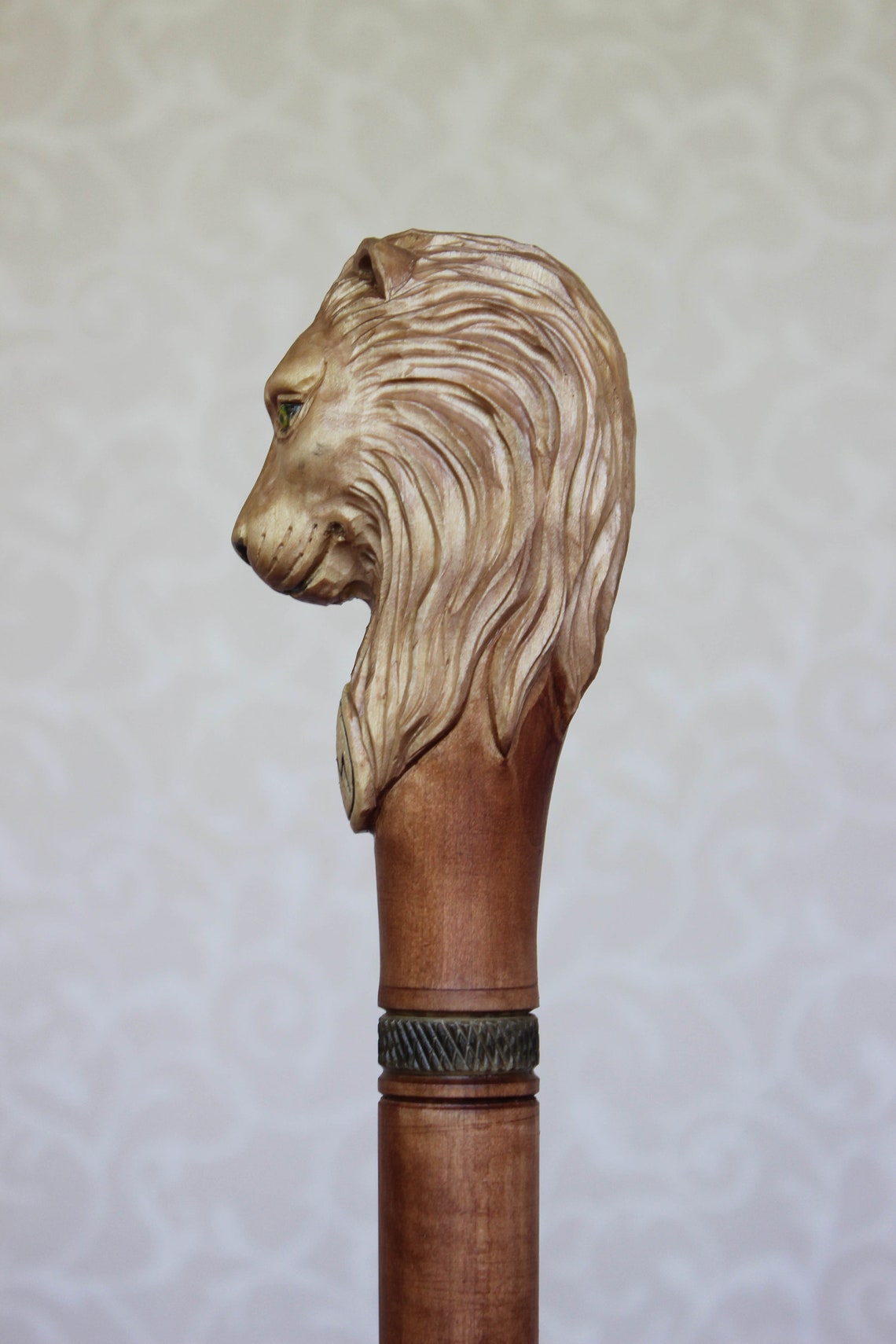Lion Walking Stick Carved Handle With Simple Staff Length - Etsy Australia