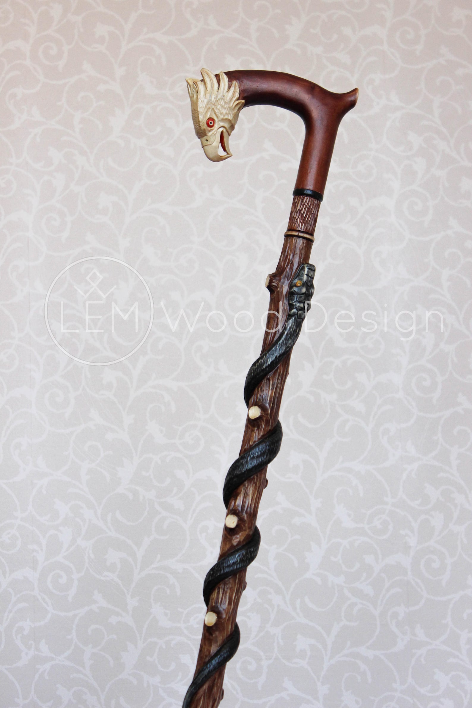 Walking Stick american Eagle & Snake Carved Handle | Etsy