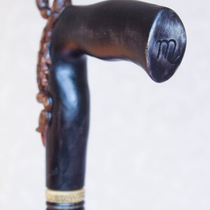 Scorpio Walking Cane: Hand Carved Zodiac Scorpion, Black Wood Hiking ...