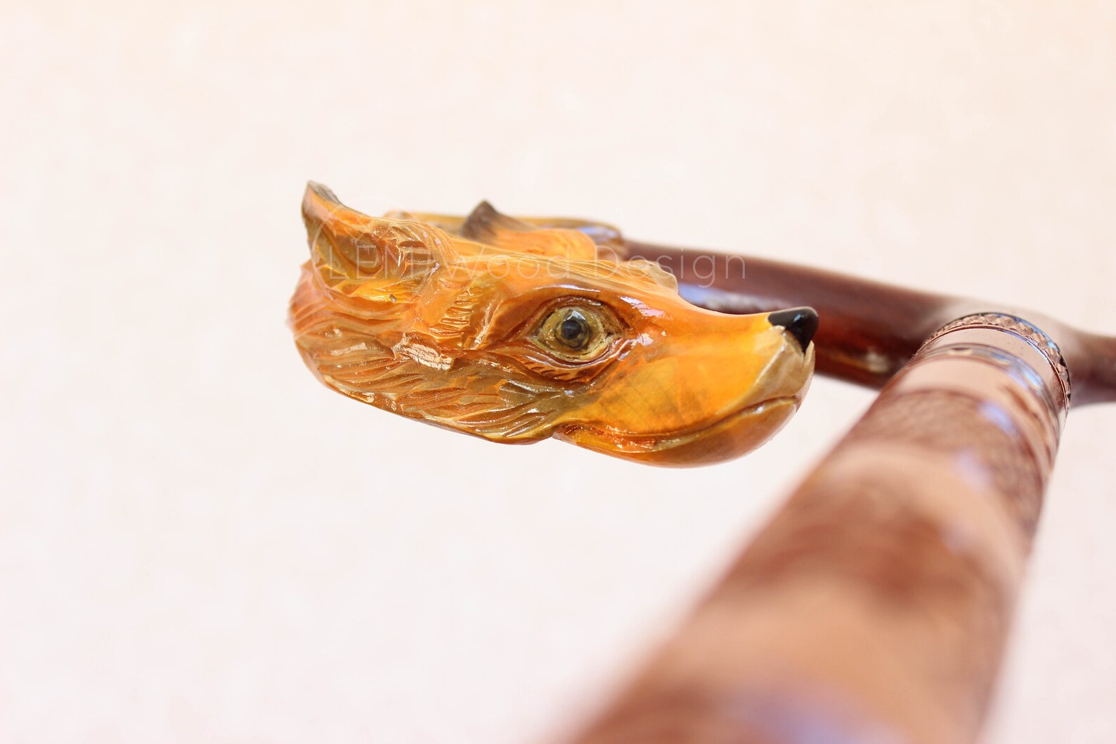 Handmade walking cane Red Fox Hand carved handle Hiking stick | Etsy