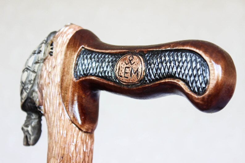 Hand Carved Turtle Wooden Walking Cane, Elegant Hiking Stick - Etsy