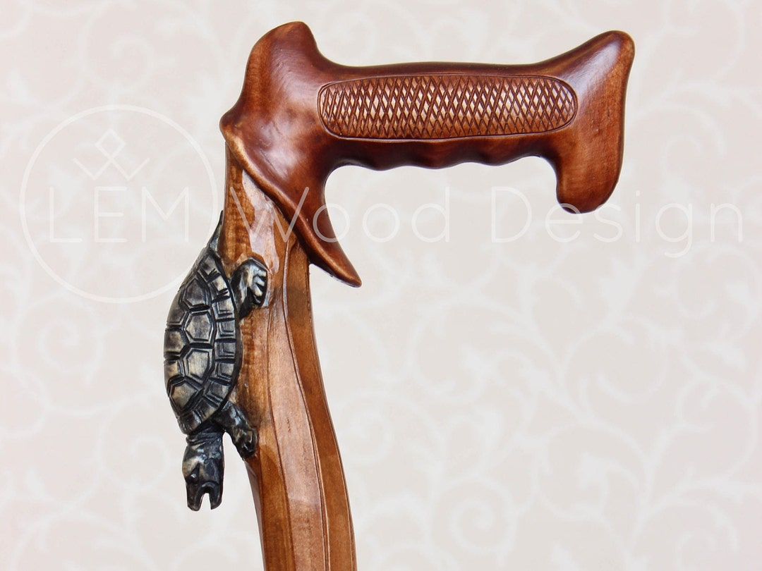 Elegant Walking Stick Turtle Wooden Carved Cane Hiking Sticks Walking ...