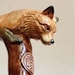 Fox Walking Cane Hand Carved Handle and Staff Hiking Stick - Etsy