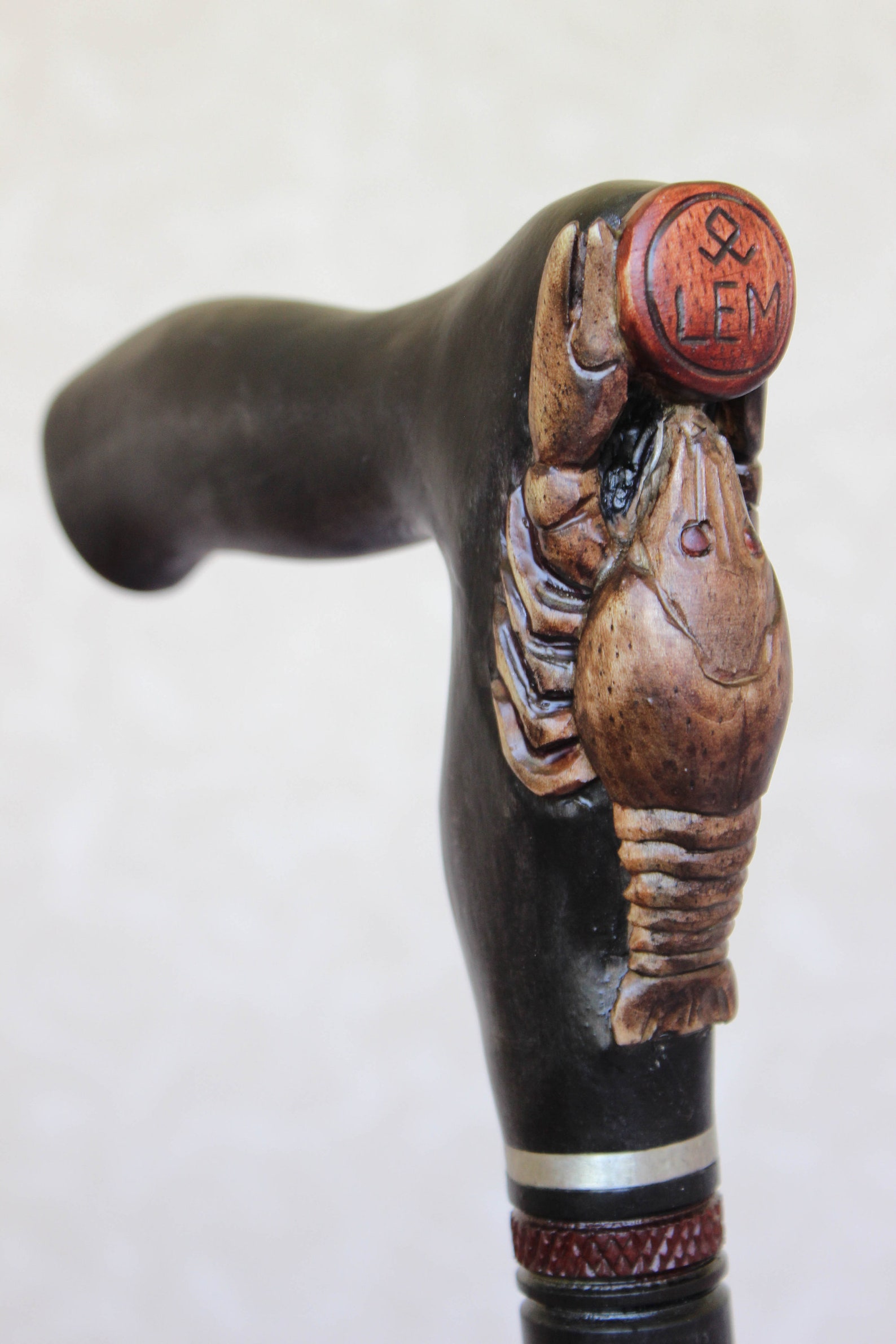 Cancer Wooden Cane Carved Handle Crab Walking Stick Zodiac | Etsy