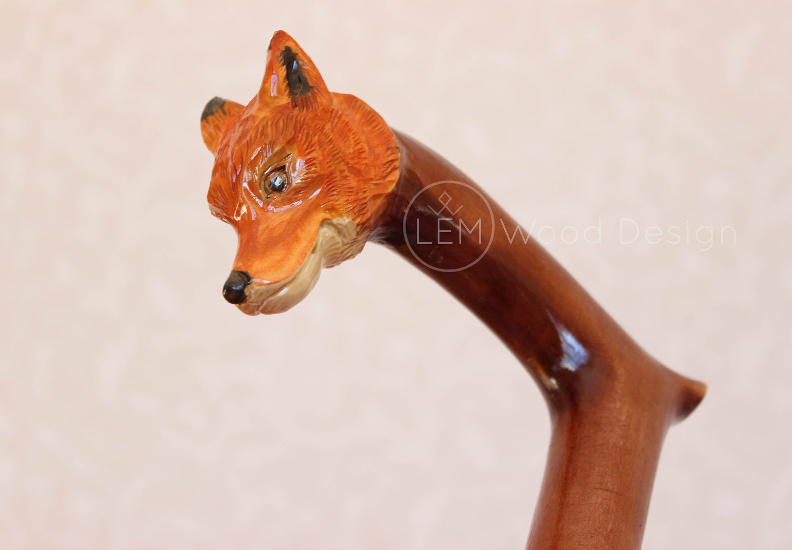 Style Cane and Walking Stick Fox Carved Handle and Staff - Etsy