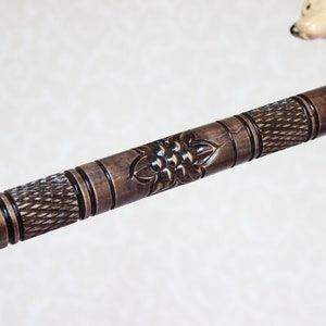 White Dog Walking Cane Hand Carved Handle and Staff Wood Dog Wooden ...