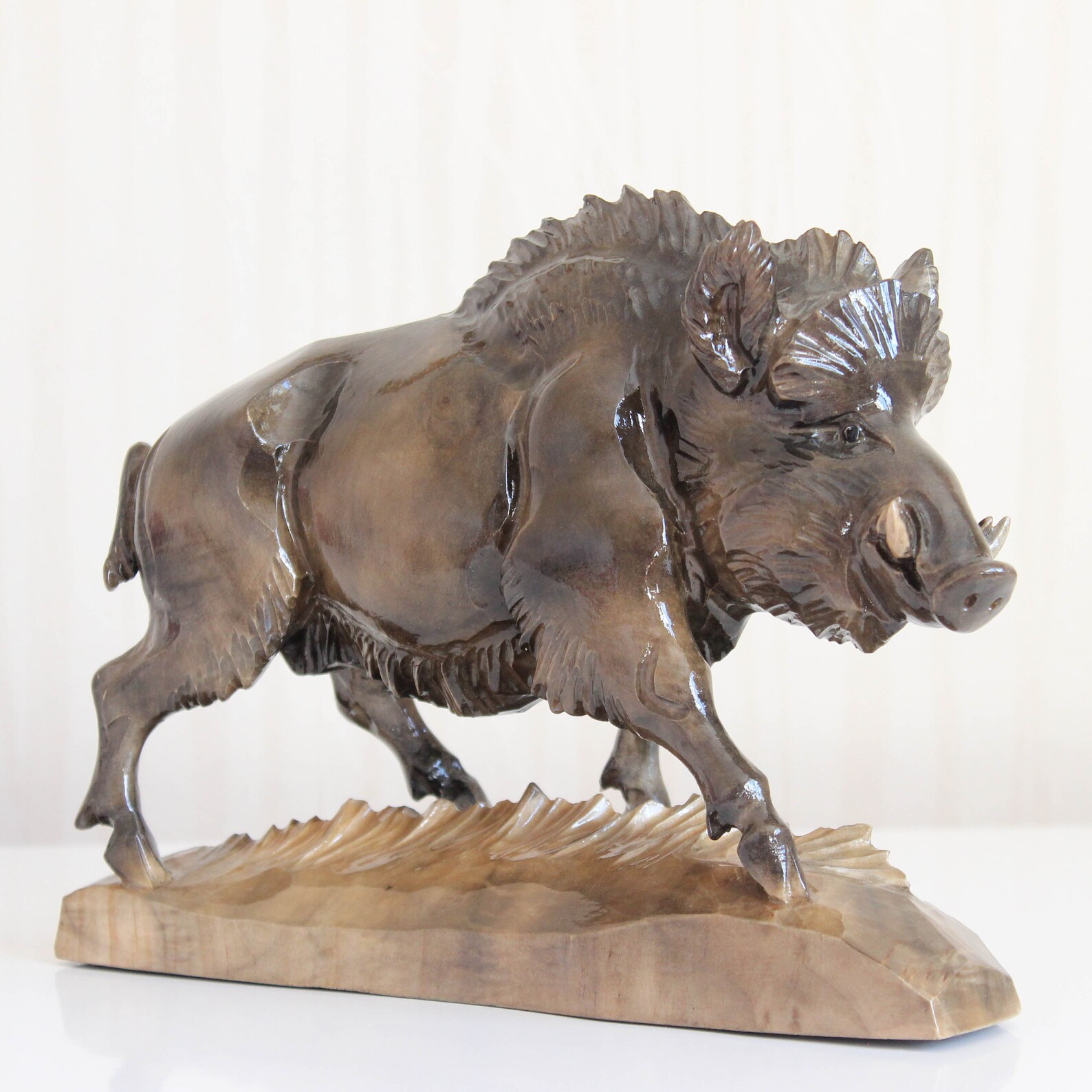 Black Wild Boar Wooden Sculpture L 11x H 8xw | Etsy