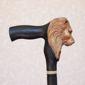 Leo Wooden Cane Walking Stick Lion Carved Handle Zodiac Leo Gift Hiking ...