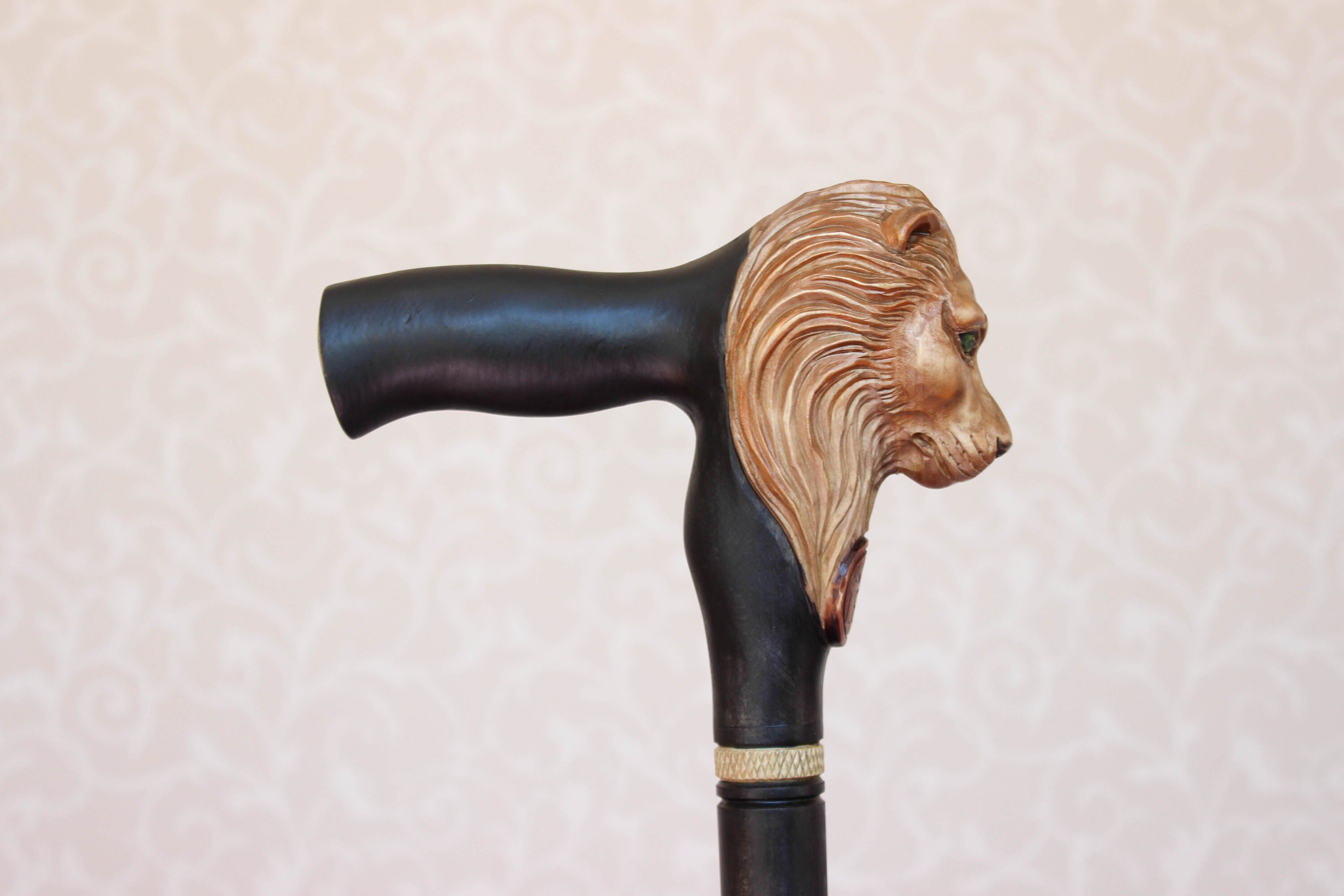 Leo Wooden cane Walking stick Lion Carved Handle Zodiac Leo | Etsy