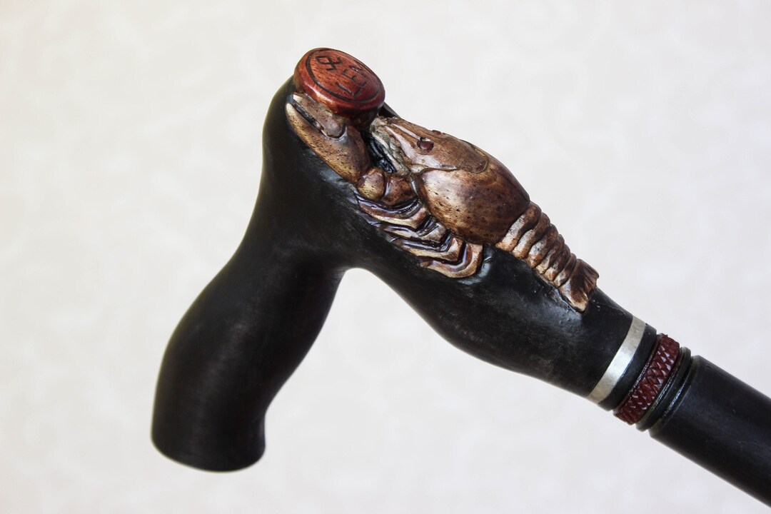 Cancer Wooden Cane Carved Handle Crab Walking Stick Zodiac Cancer Gift ...