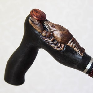 Cancer Wooden Cane Carved Handle Crab Walking Stick Zodiac Cancer Gift ...