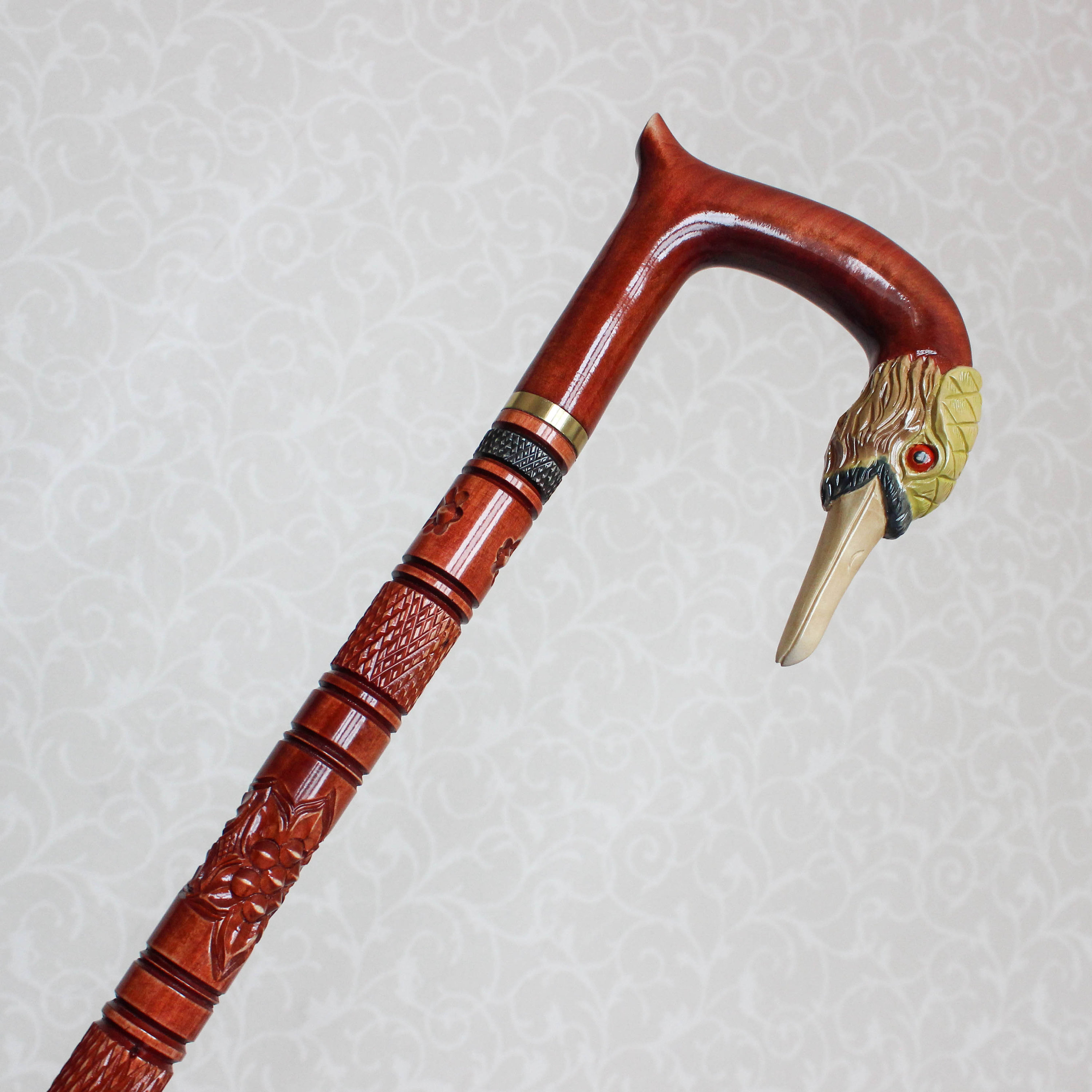 Wooden cane bird head Carved handle Walking stick Hiking stick | Etsy