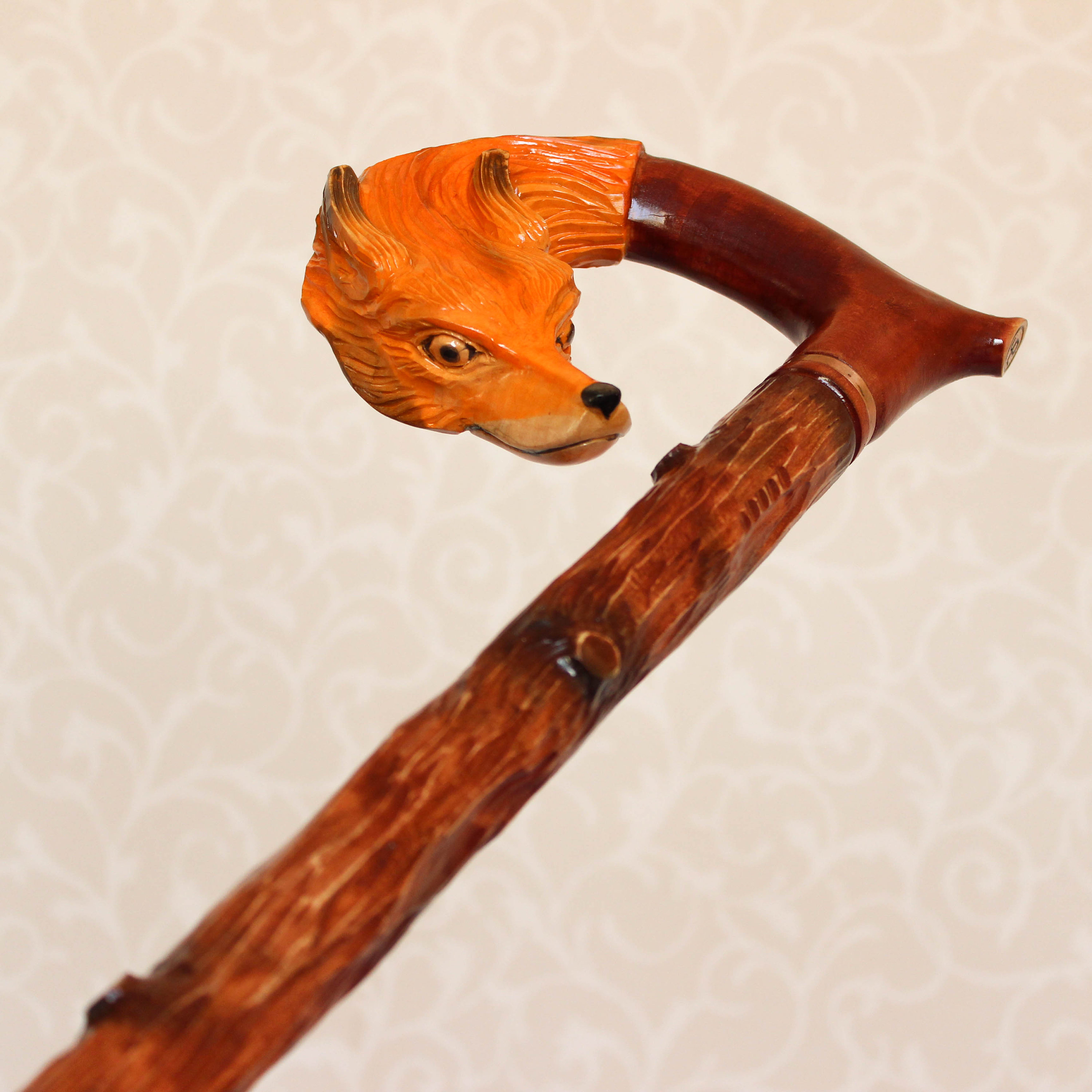 Fox Carved Cane Walking Stick Hand Carved Fox Handle and Shaft - Etsy