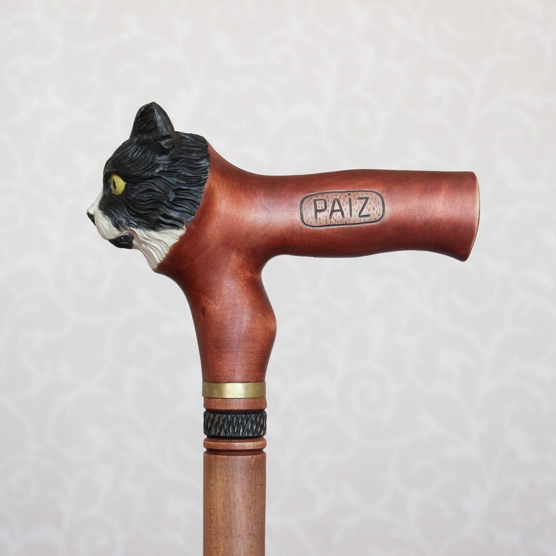 Custom Walking Cane With Home Cat Hand Carved Handle and Shaft | Etsy