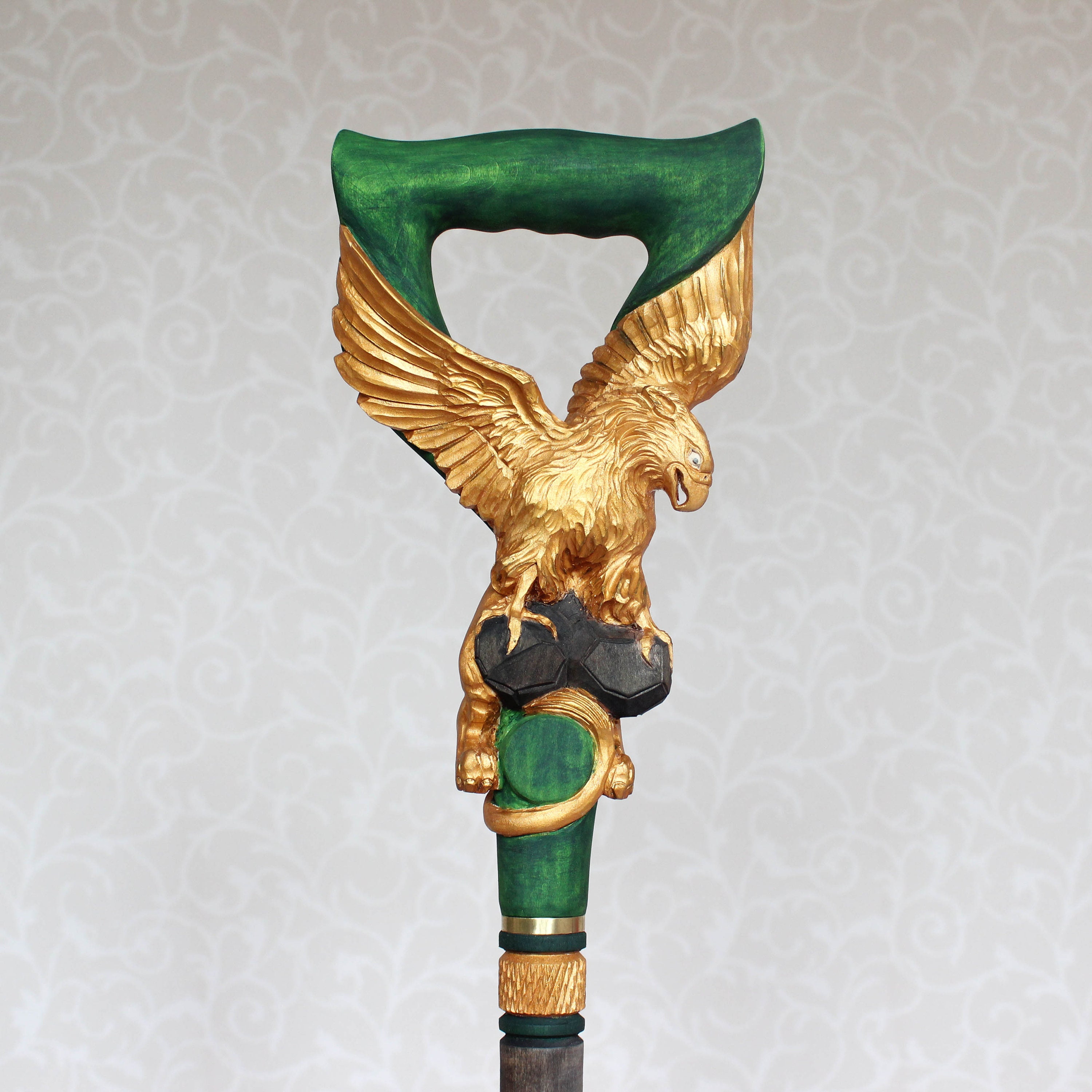 Golden Gryphon Cane Hand Carved Cane Wooden Walking Stick - Etsy