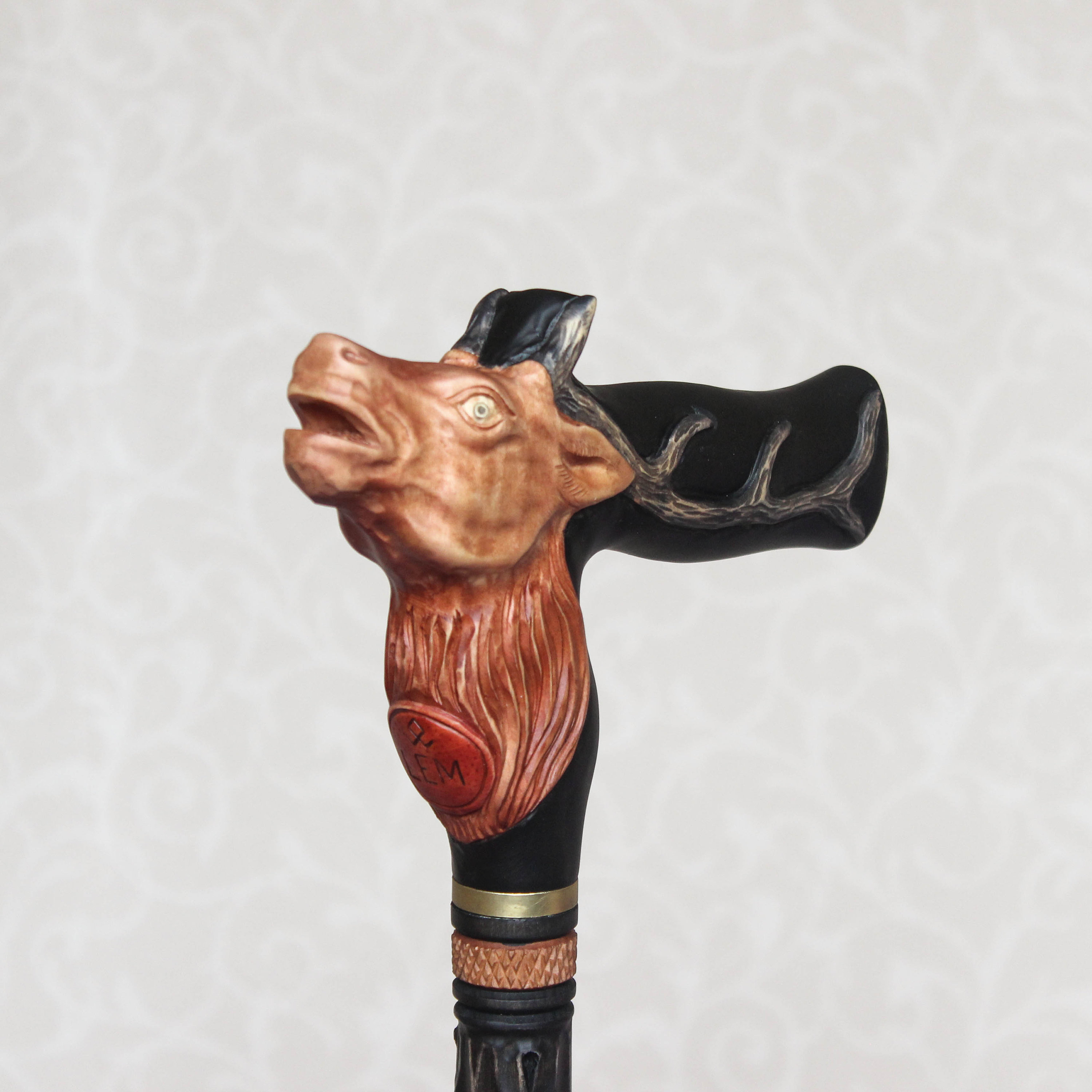 Deer Wooden Cane Hand Carved Handle and Staff Style Walking - Etsy