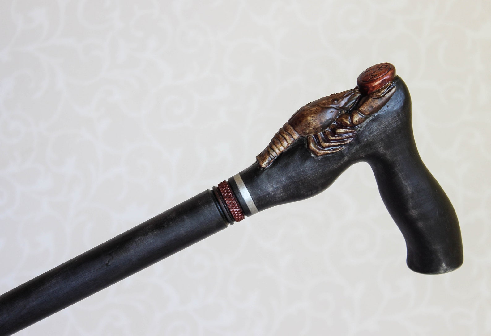 Cancer Wooden Cane Carved Handle Crab Walking Stick Zodiac | Etsy