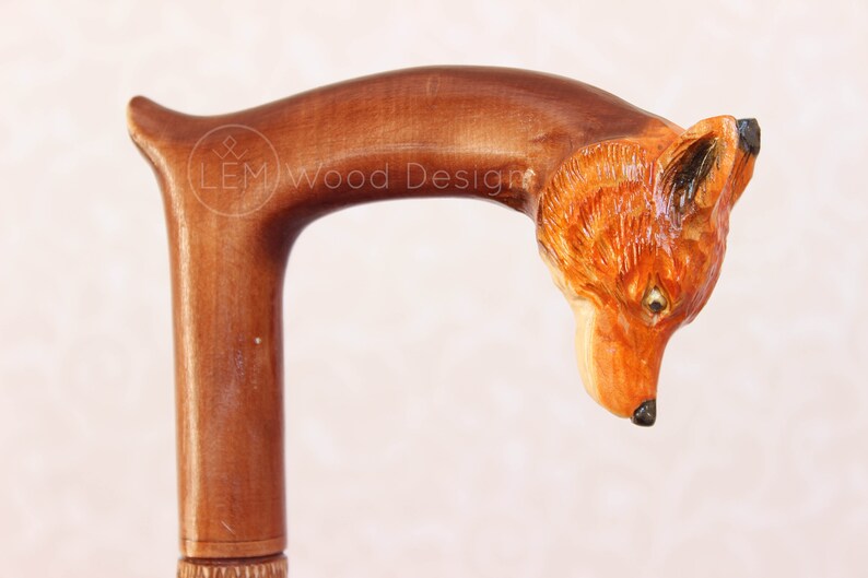 Style Cane and Walking Stick Fox Carved Handle and Staff - Etsy