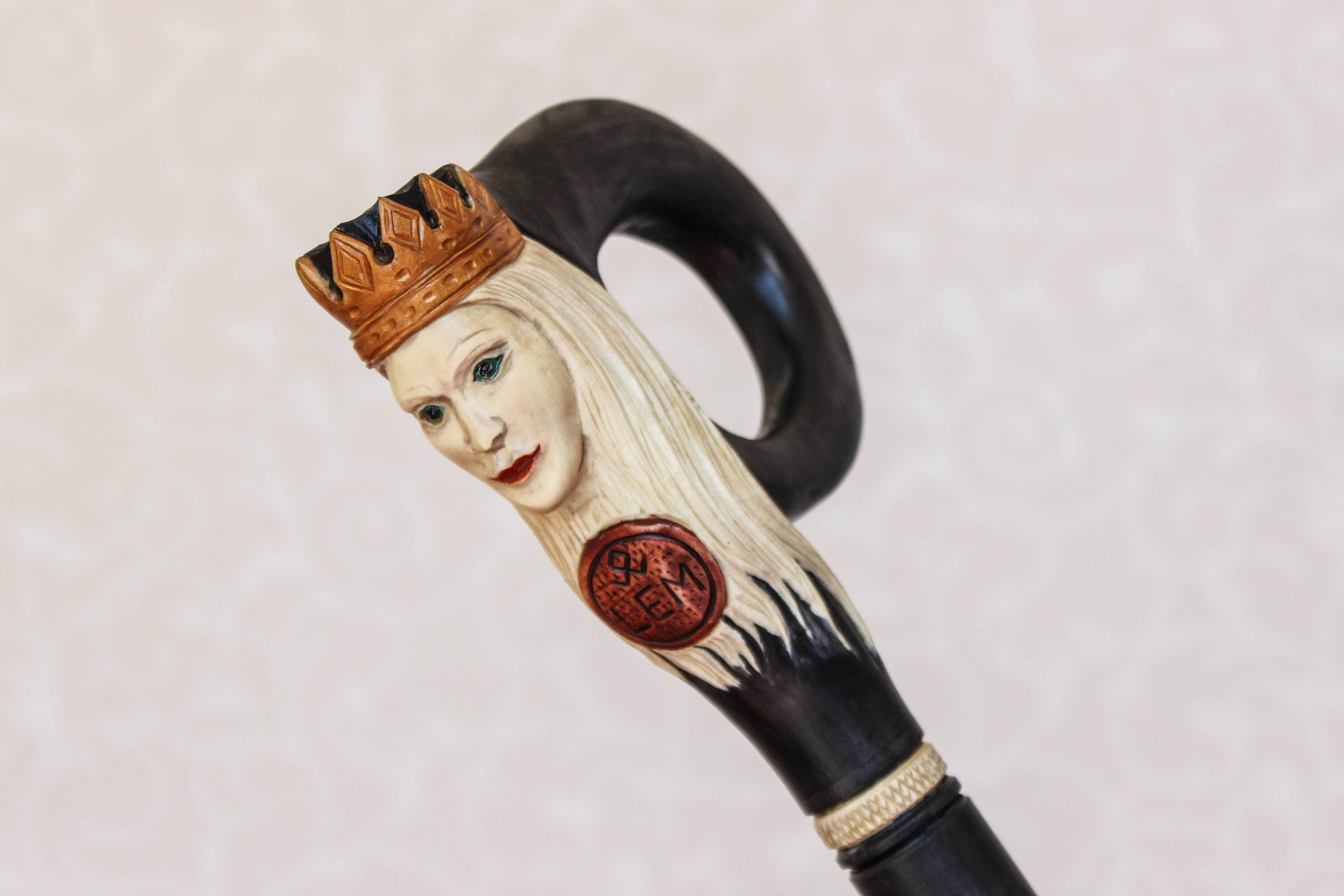 Black Walking cane for women Dark queen Carved | Etsy