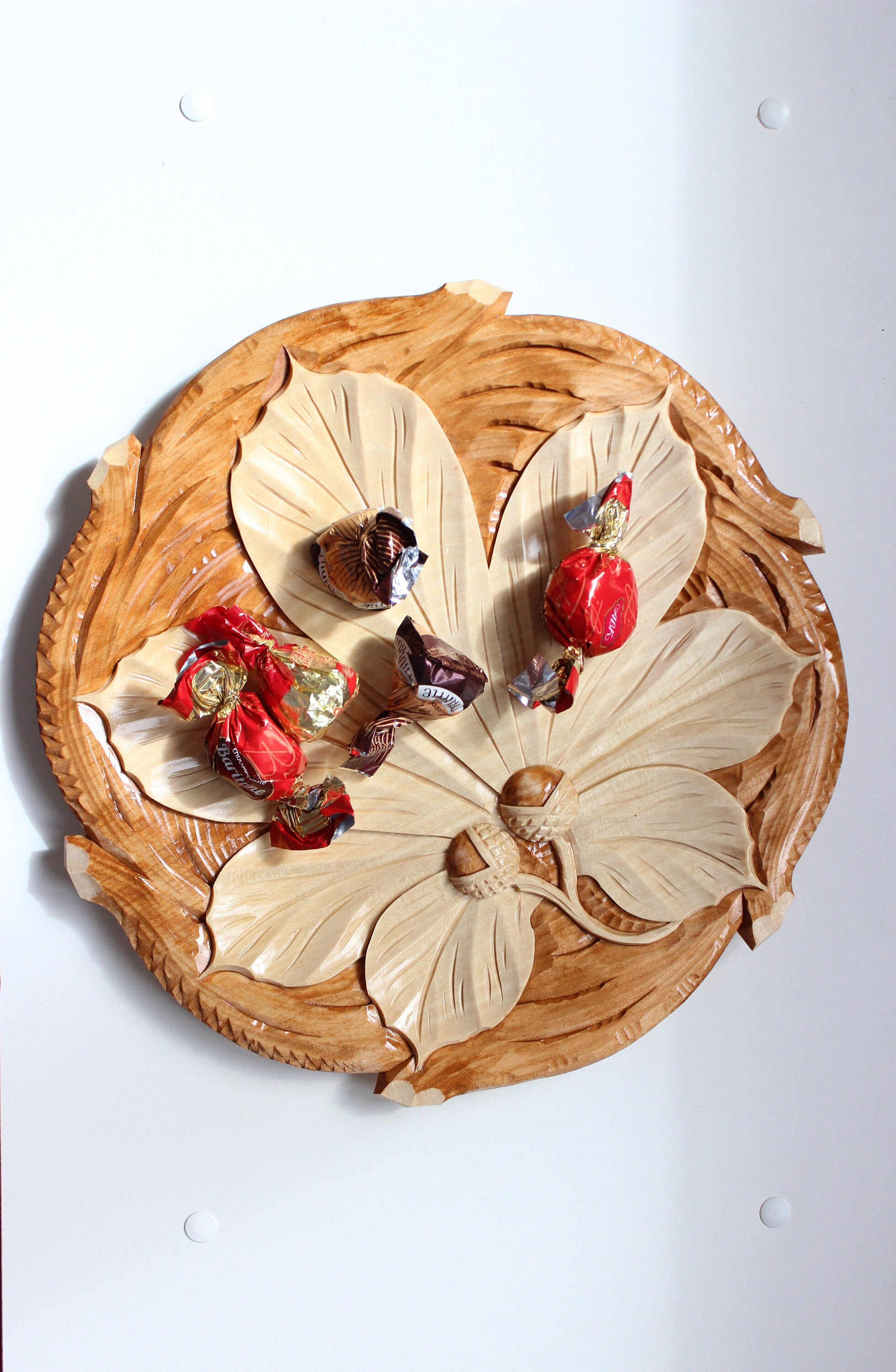 Hand Carved Wooden Plate, 12" Decorative Wood Dish - Etsy